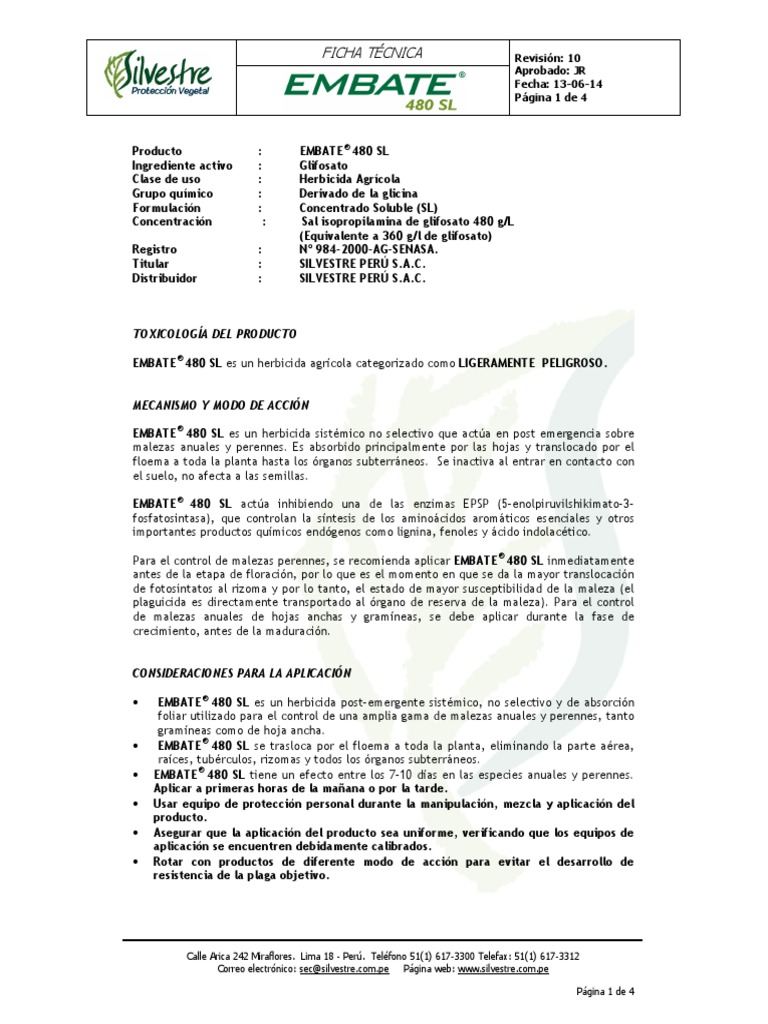 Ficha Tecnica Embate | PDF | Organismos | Plantas