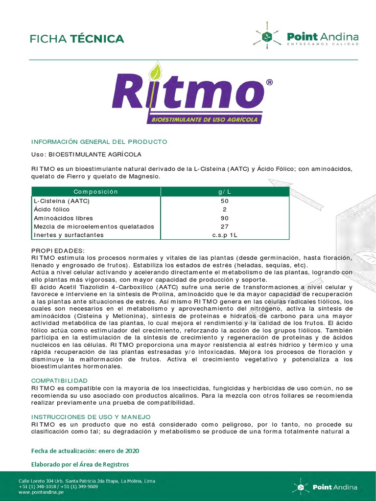Ritmo-Ficha Tecnica | PDF | Cisteína | Biosíntesis