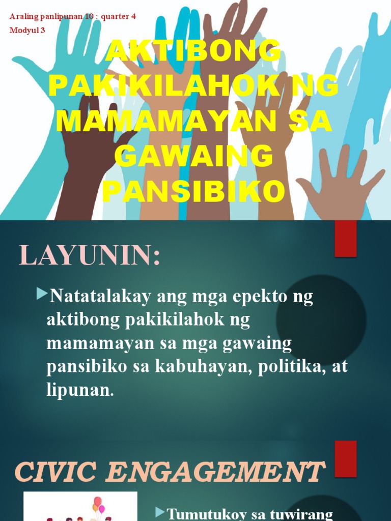 AKTIBONG PAKIKILAHOK NG MAMAMAYAN SA GAWAING PANSIBIKO (Modyul 3) | PDF
