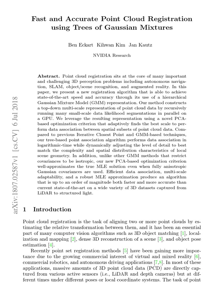 Fast Point Cloud Registration with GMM Trees | PDF | Eigenvalues And Eigenvectors | Applied ...