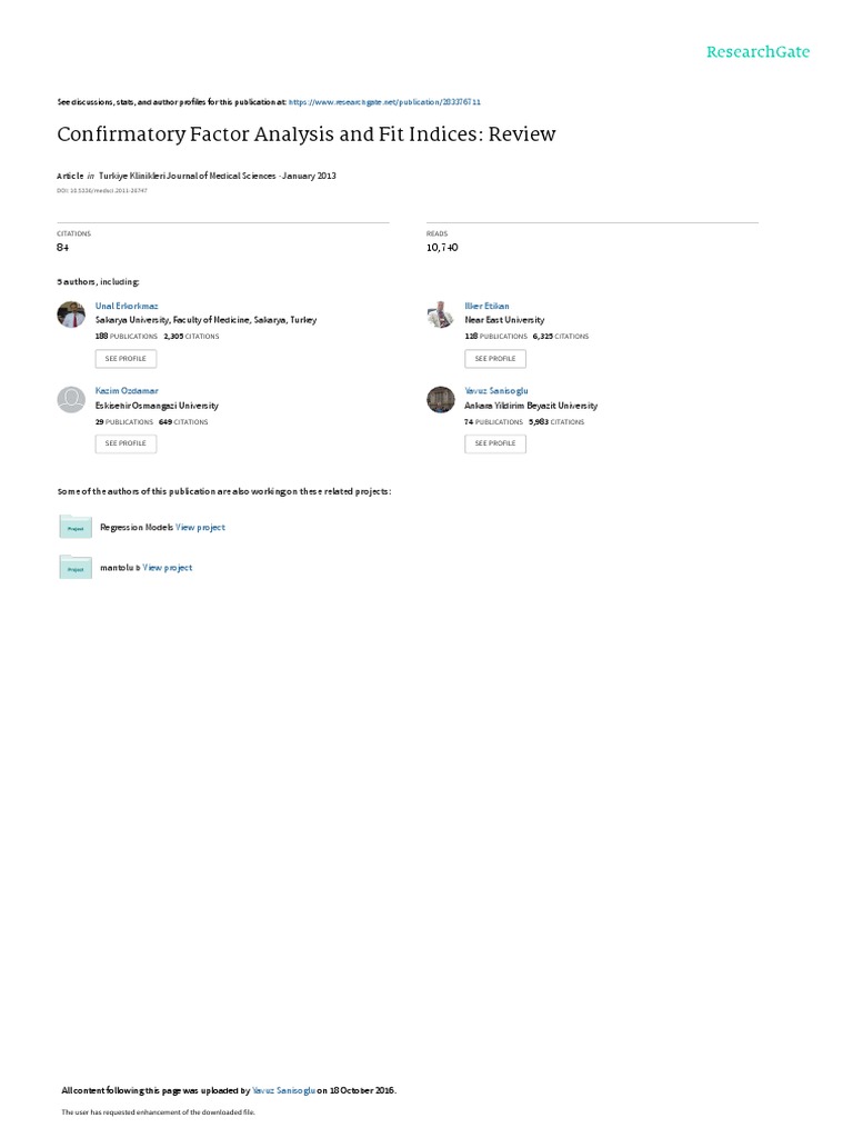 Confirmatory Factor Analysis and Fit Indices Revie | PDF