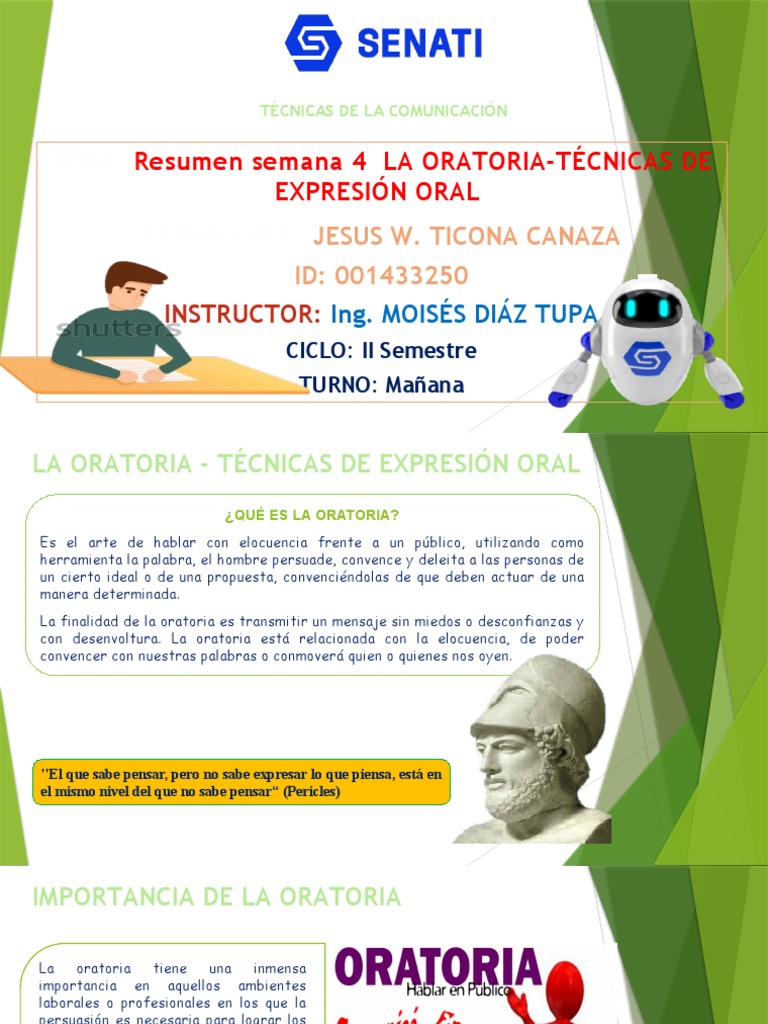 Resumen Semana 4 La Oratoria - Tecnicas de TECNICAS DE LA COMUNICACION ... Resumen Semana 4 La Oratoria - Tecnicas de TECNICAS DE LA COMUNICACION ...