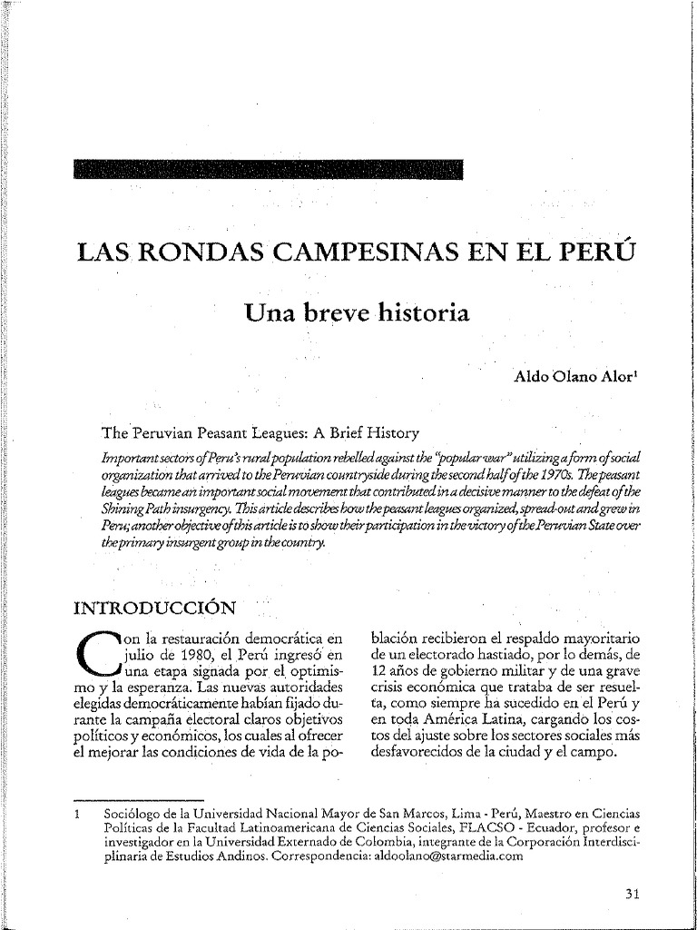 Breve Historia de Las Rondas Campesinas en El Perú | PDF