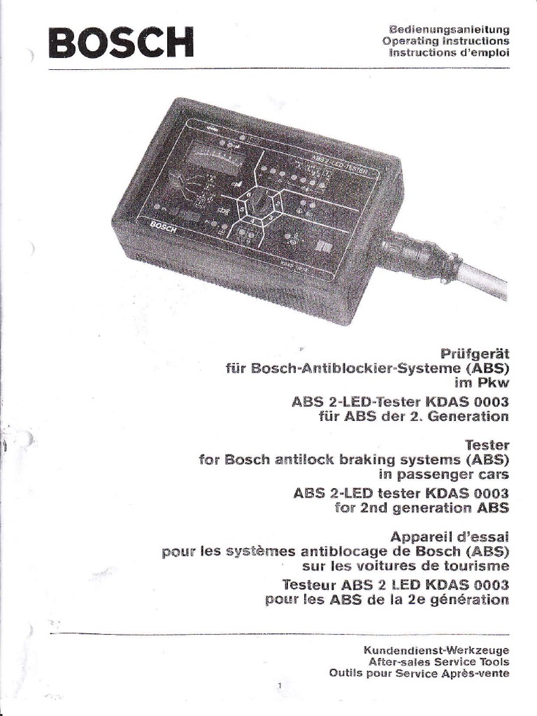 Bosch ABS 2-LED Tester KDAS 0003 01 | PDF