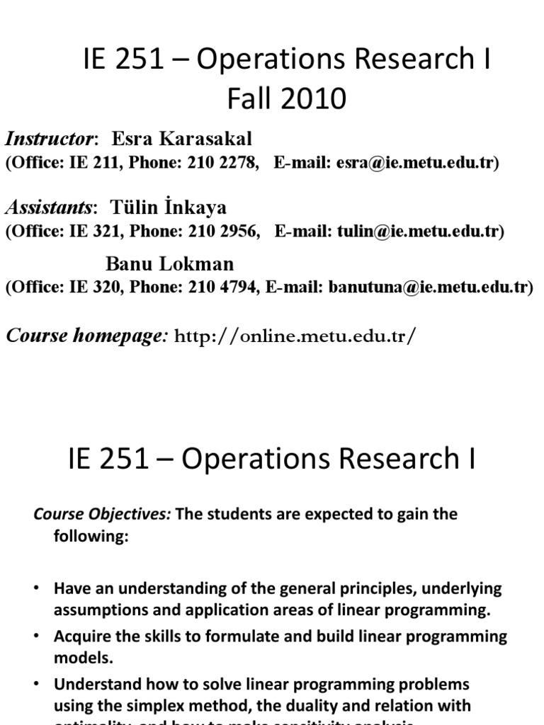 Operations Research Course Guide | PDF | Linear Programming ...