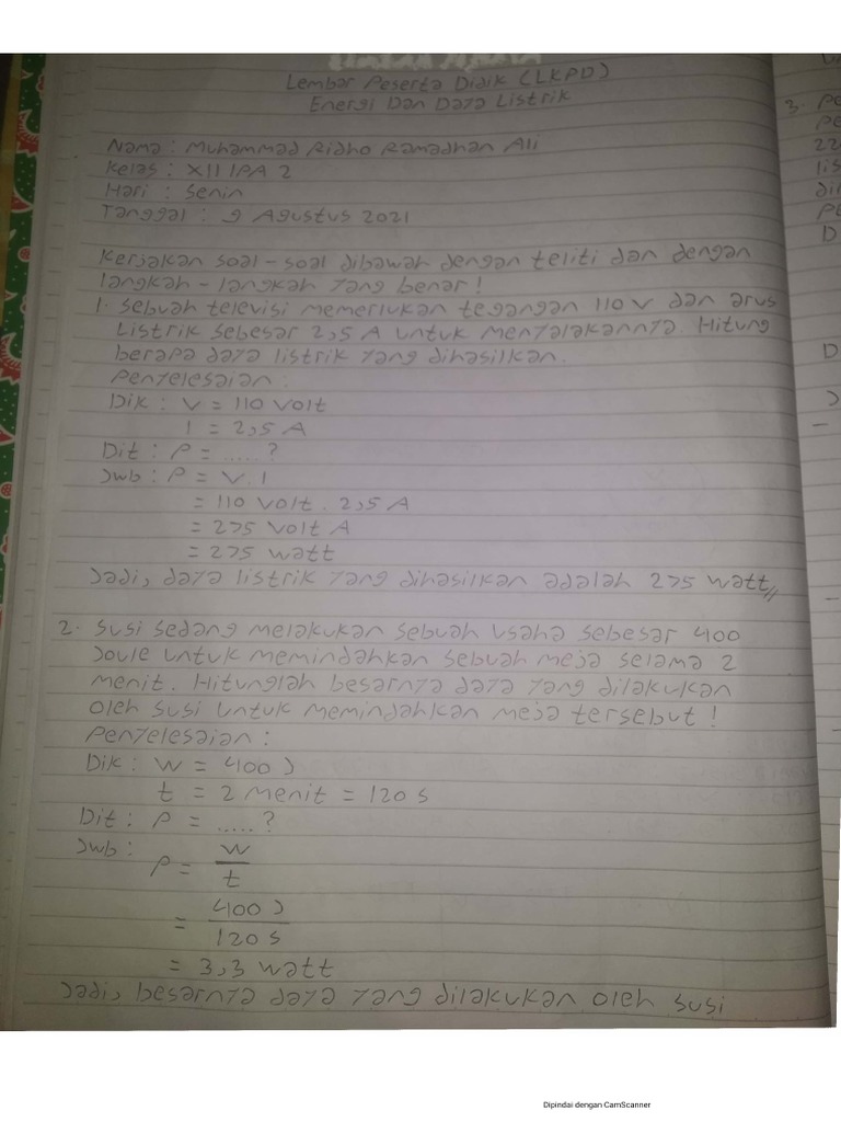 Muhammad Ridho Ramadhan Ali - Tugas Fisika 6 | PDF