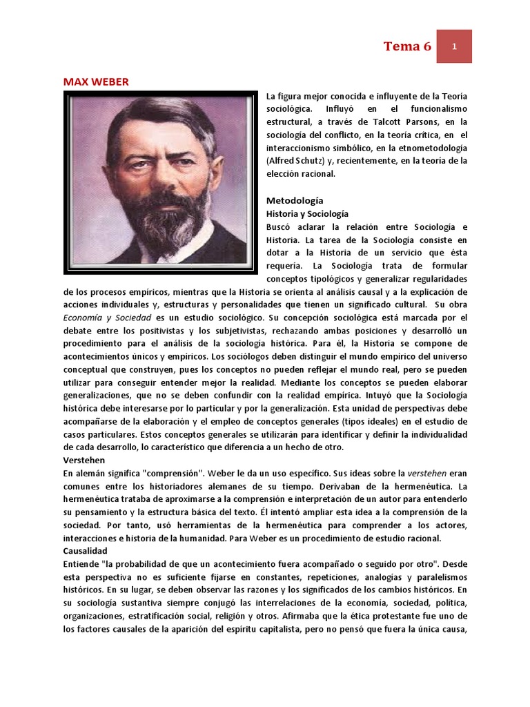 Teoría Sociológica de Max Weber | PDF | Sociología | Estatus social