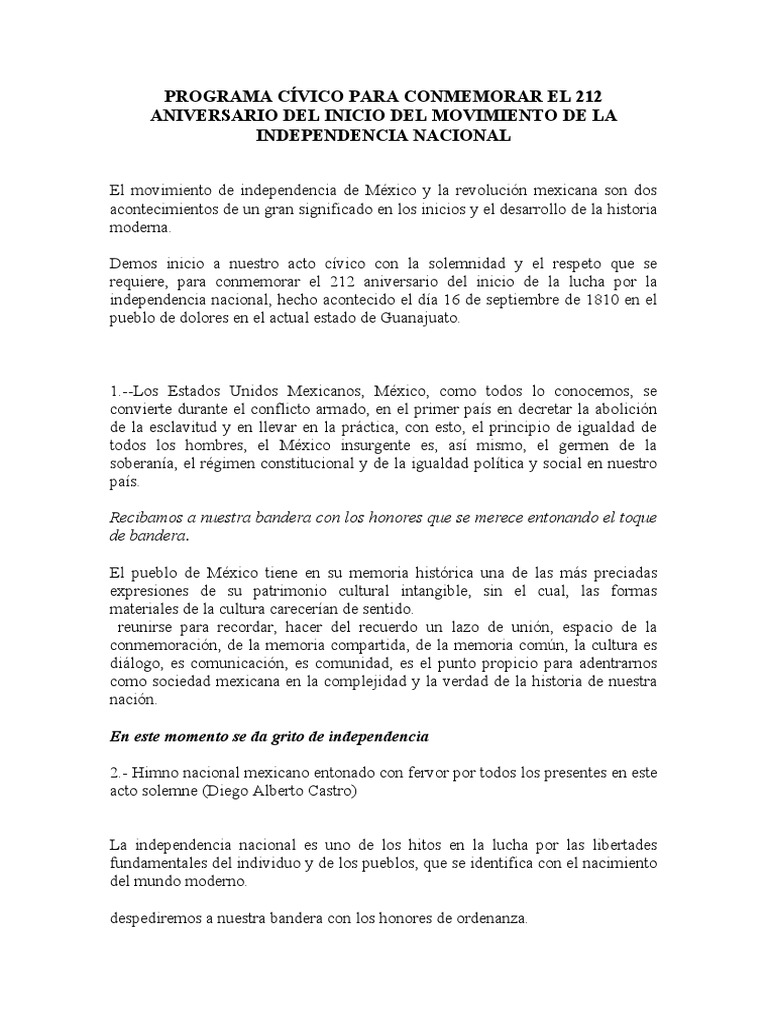 Programa Civico 15 de Septiembre Noche | PDF | México | Nación