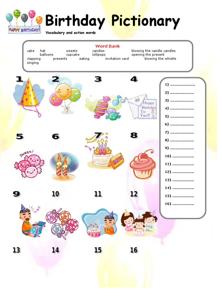 Birthday Pictionary | PDF