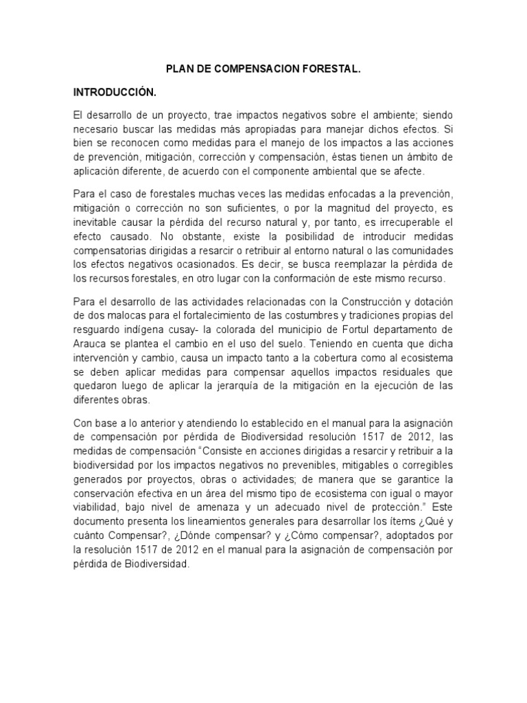 Plan de Compensacion Forestal | PDF | Biodiversidad | Ecosistema