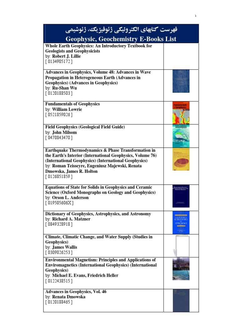 48 - Geophysics, Geochemistry E-Books List | PDF | Geophysics | Physics