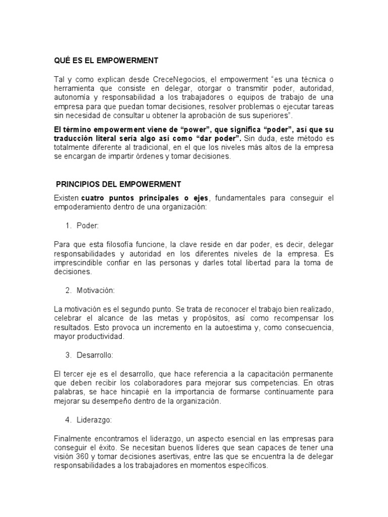 Qué Es El Empowerment | PDF | Empoderamiento | Business