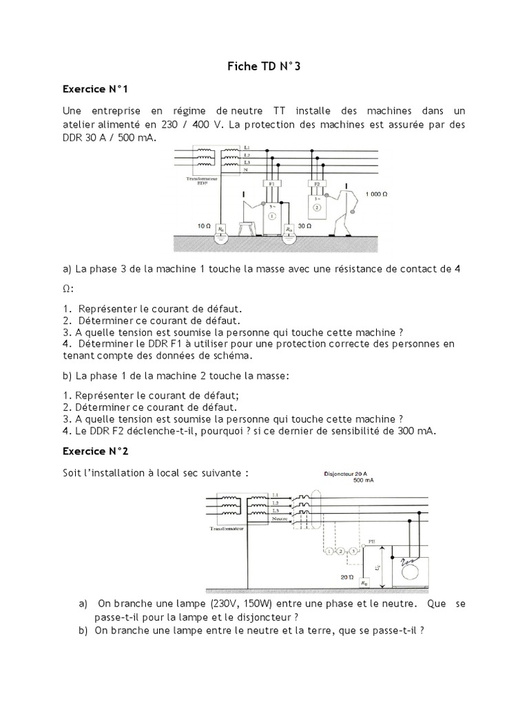 Exercices sur le régime de neutre TT | PDF | Électronique de puissance ...