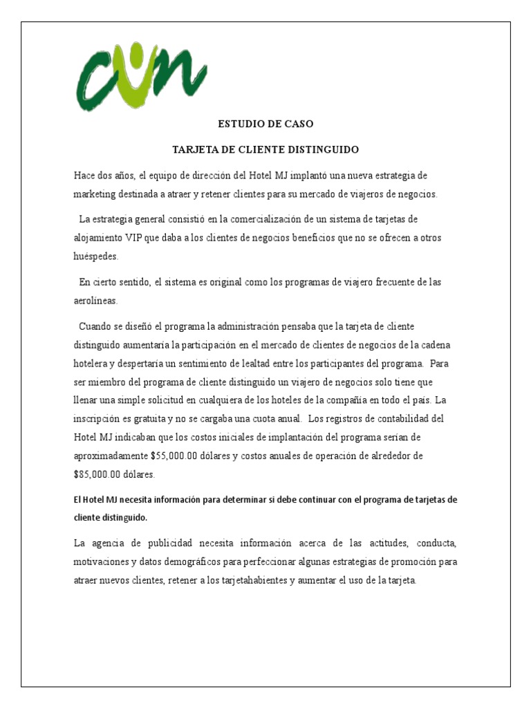Estrategia de Tarjeta Cliente Distinguido | PDF