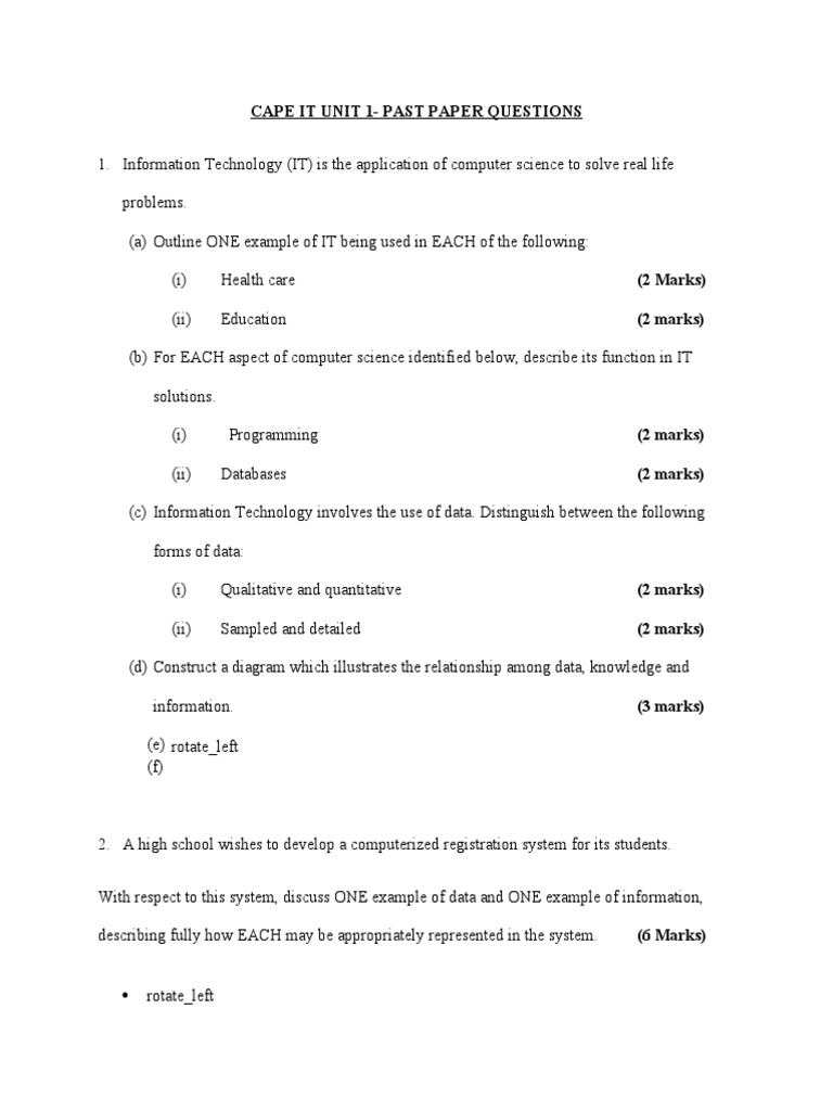 CAPE IT Unit 1 Past Paper Review | PDF | Computer Network | Internet