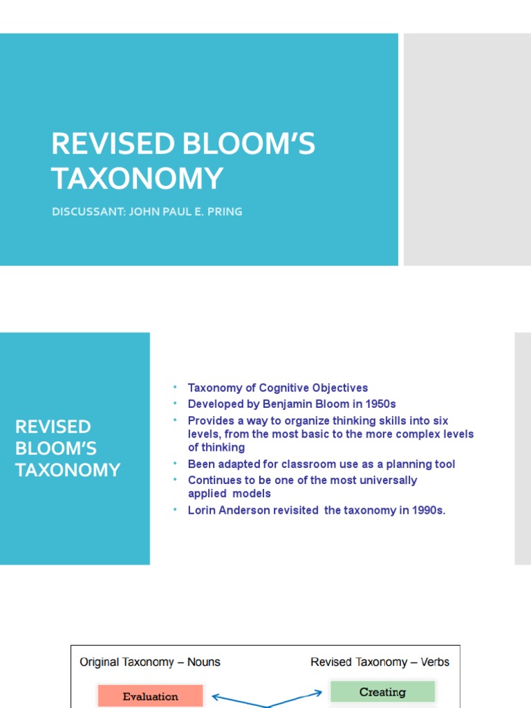 Understanding Revised Bloom's Taxonomy | PDF | Curriculum | Learning
