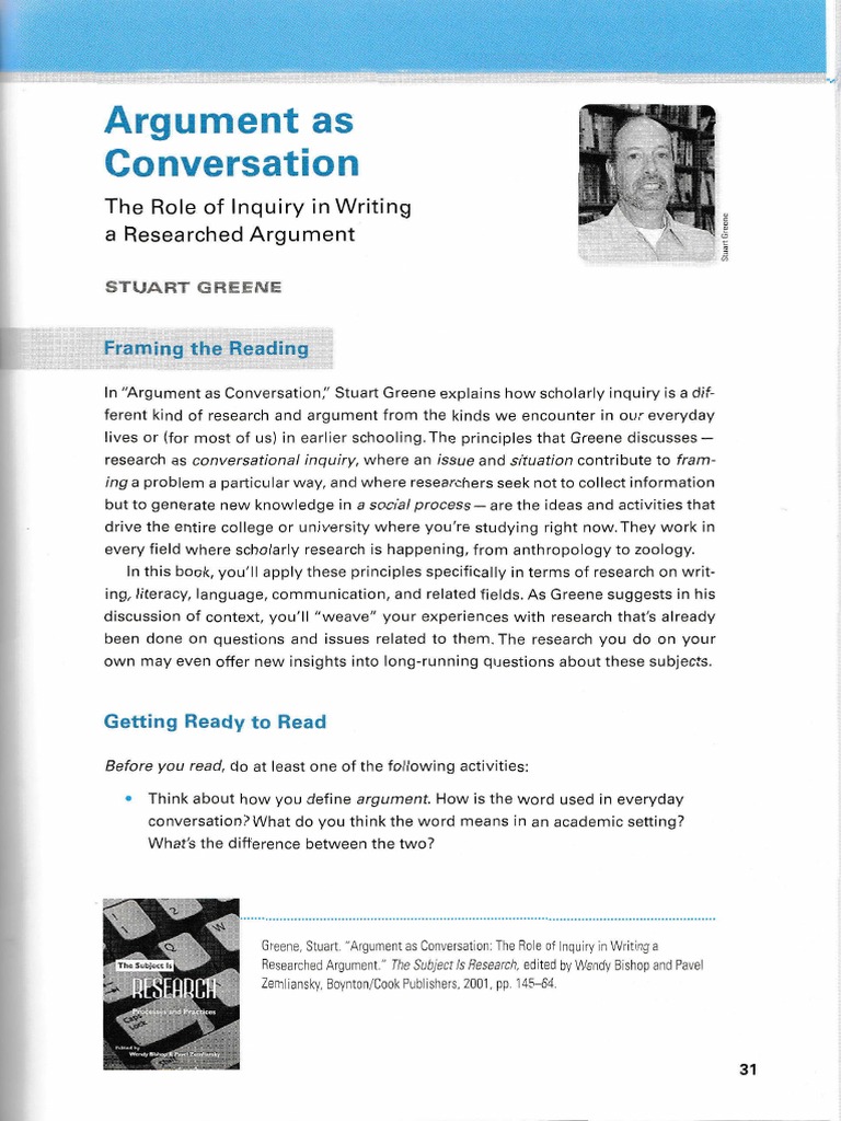 Stuart Greene - Argument As Conversation | PDF | Cognitive Science | Cognition