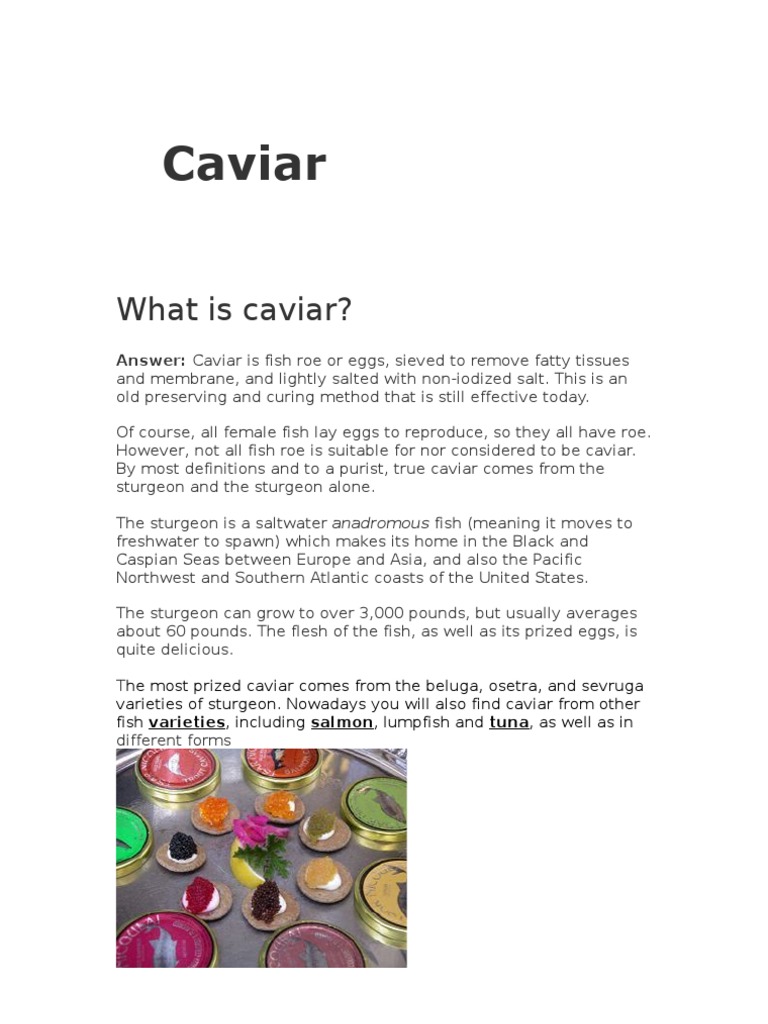 Caviar | PDF | Animal Based Seafood | Nature