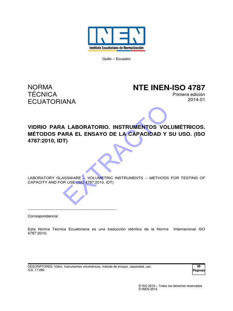 Nte Inen Iso 4787 | PDF | Organización internacional para la ...