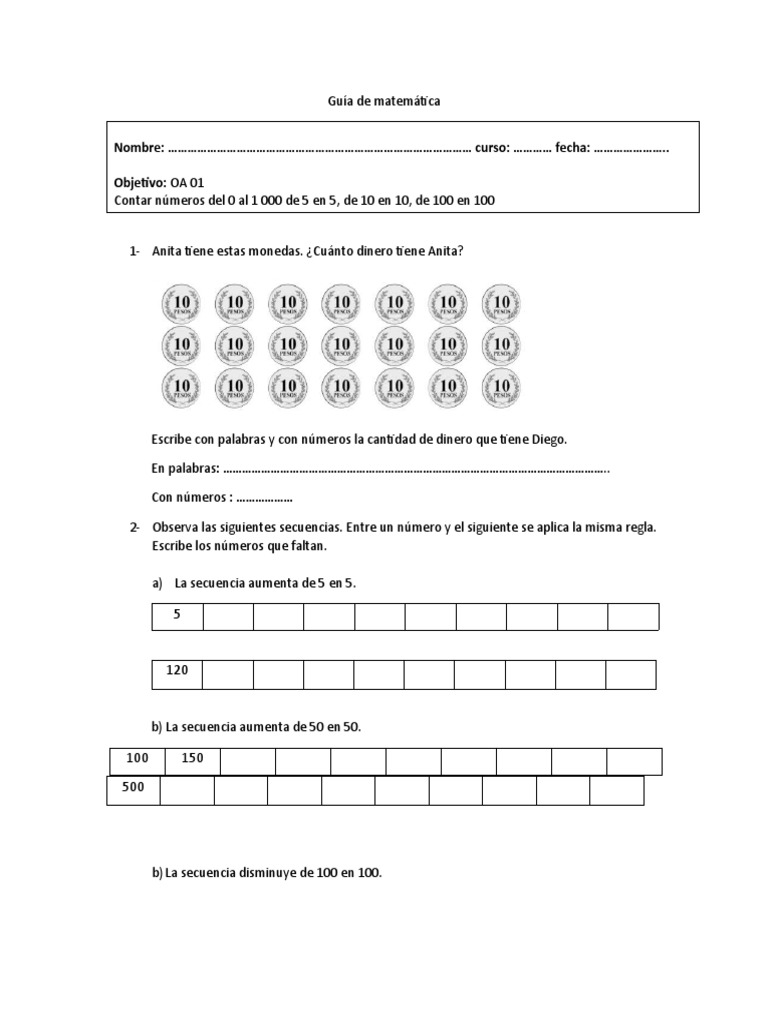 Guía de matemática 3 secuencia | PDF