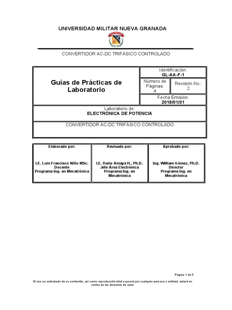 Práctica No. 4 Convertidor Ac-Dc Trifásico Controlado v2 | PDF | Corriente eléctrica | Laboratorios
