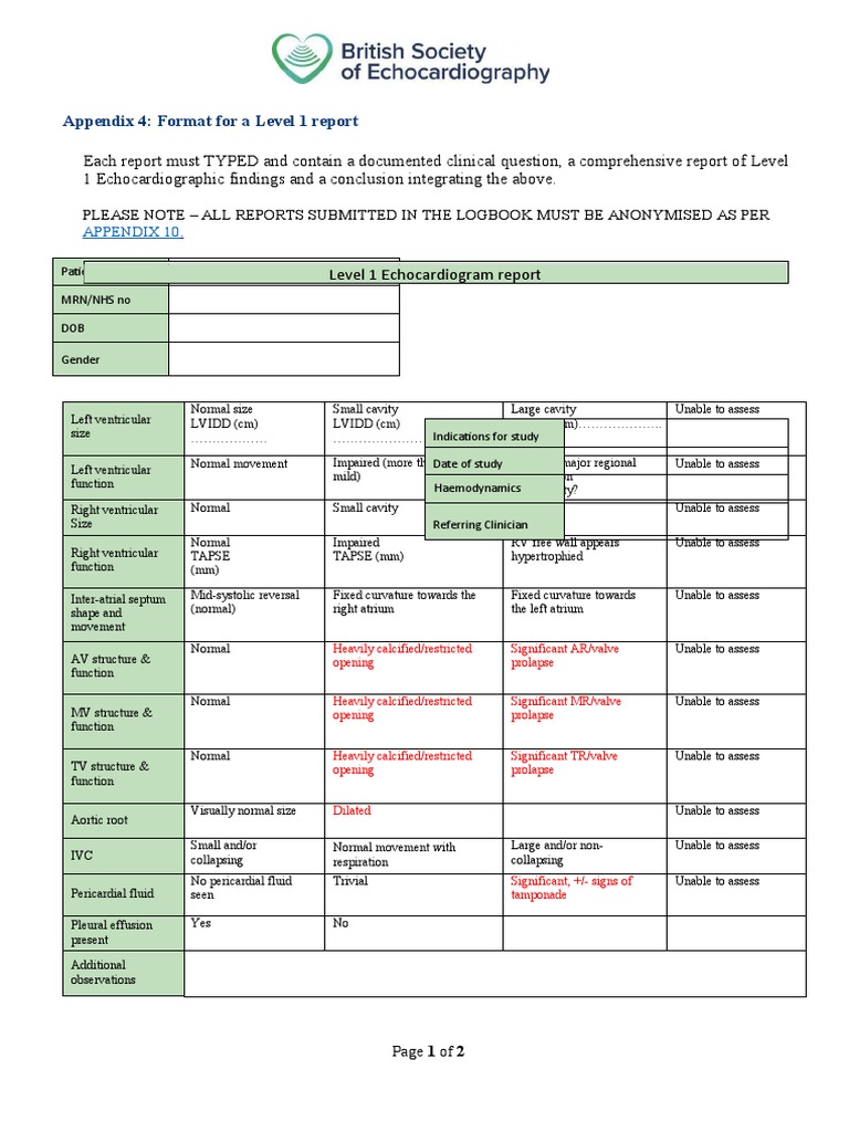 Level1 Report Template | PDF | Echocardiography | Heart Valve