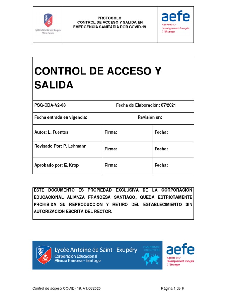 Protocolo Control de Acceso | PDF | Educación de la primera infancia ...