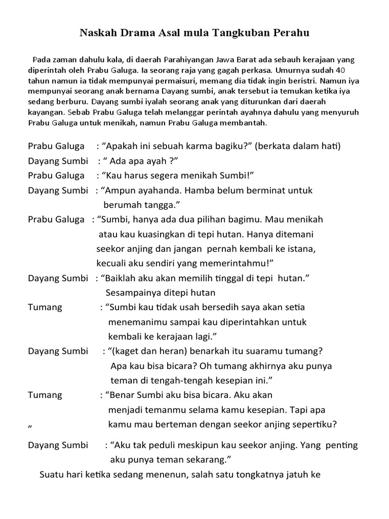 Naskah Drama Asal Mula Tangkuban Perahu | PDF