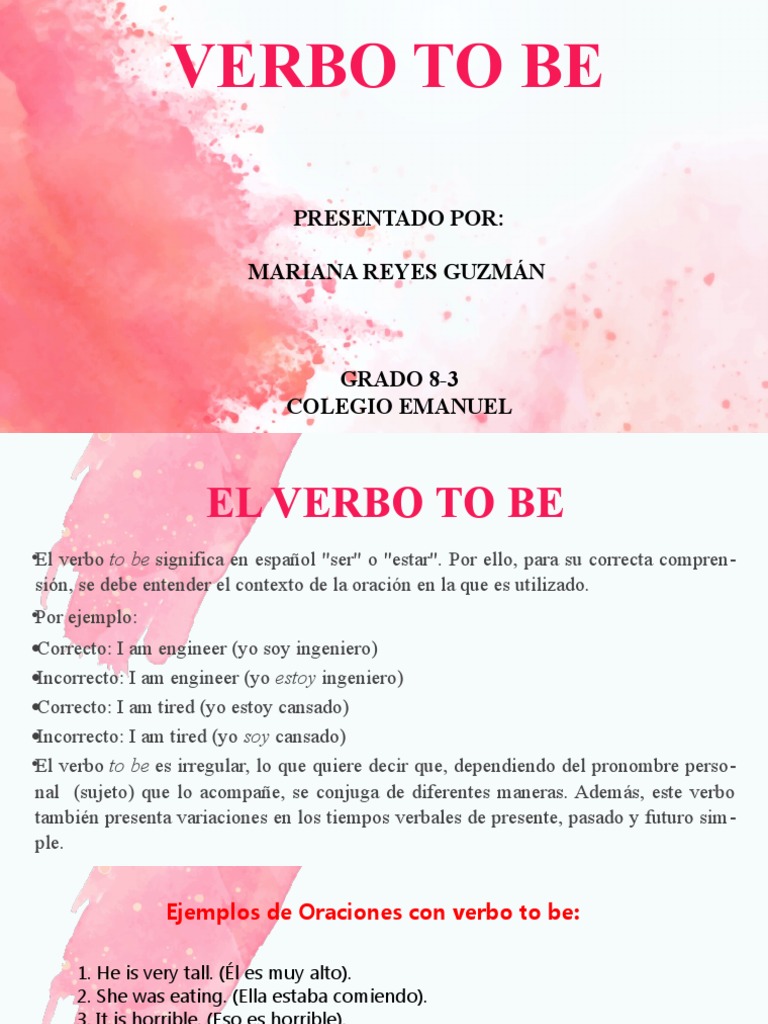 Guía del Verbo To Be en Inglés | PDF | Verbo | Sintaxis