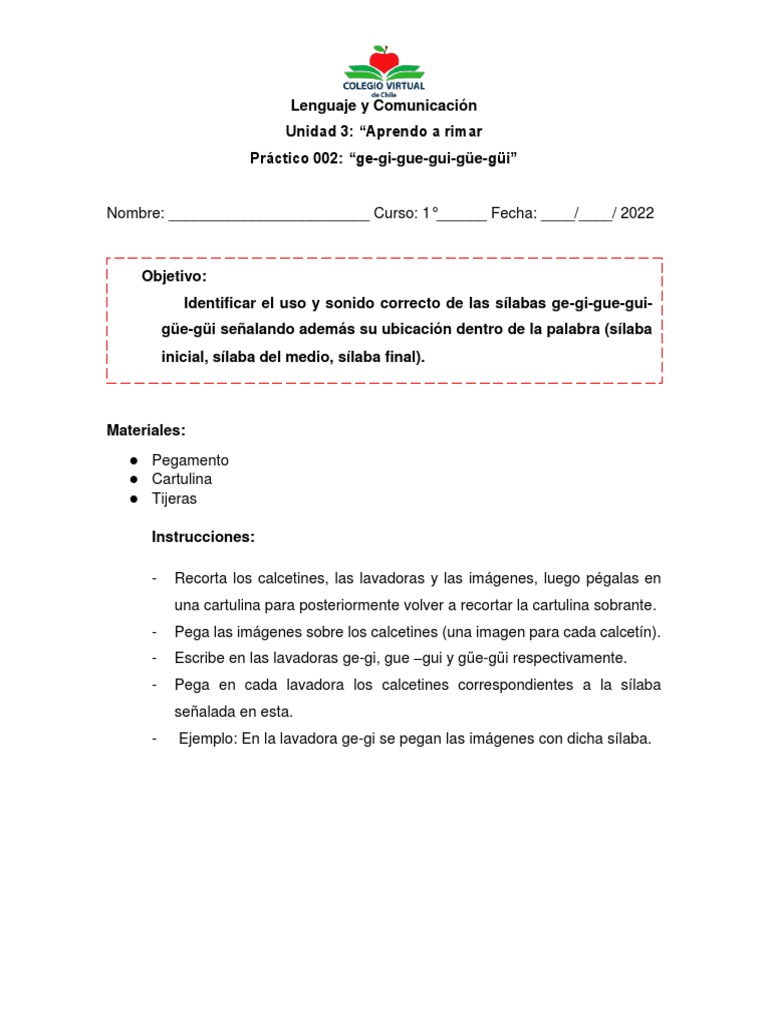 002-1b-Lenguaje-Práctico-Unidad 3-Ge Gi Gue Gui Güe Güi | PDF | Hogar ...