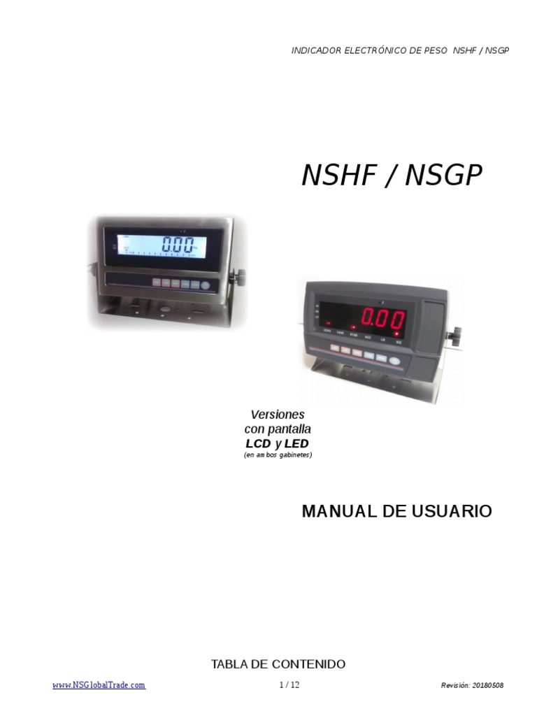 Manual de Usuario: Indicador NSHF/NSGP | PDF | Placa de circuito impreso | Balanza
