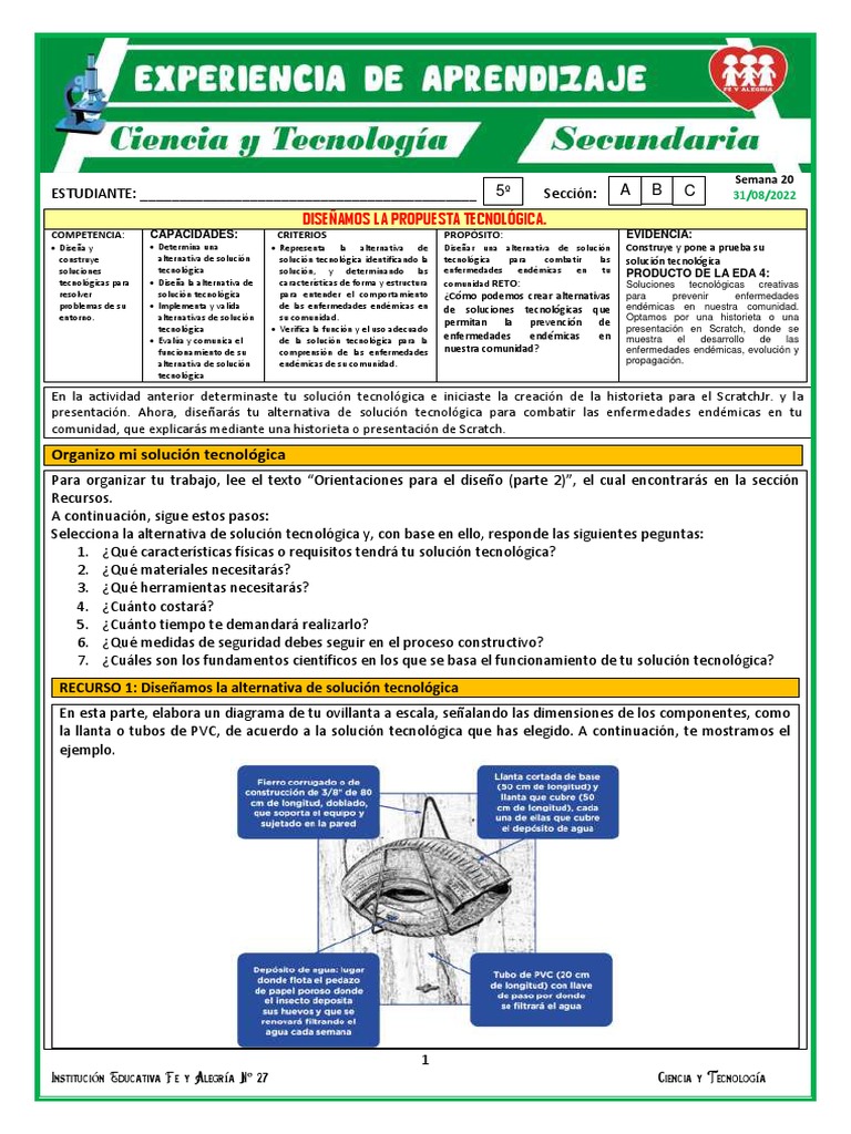 Exp4 - Actividad4 CyT 5 Grado - 31 de Agosto | PDF | Diseño | Mosquito