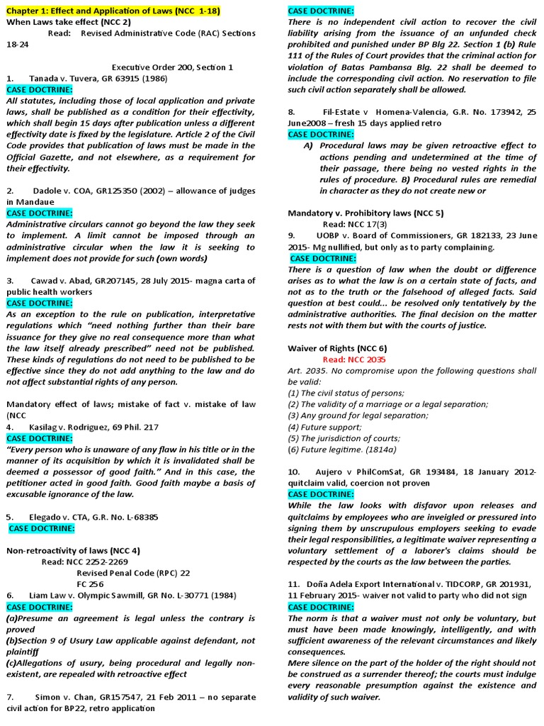 PFR Case Doctrines | PDF | Precedent | Common Law