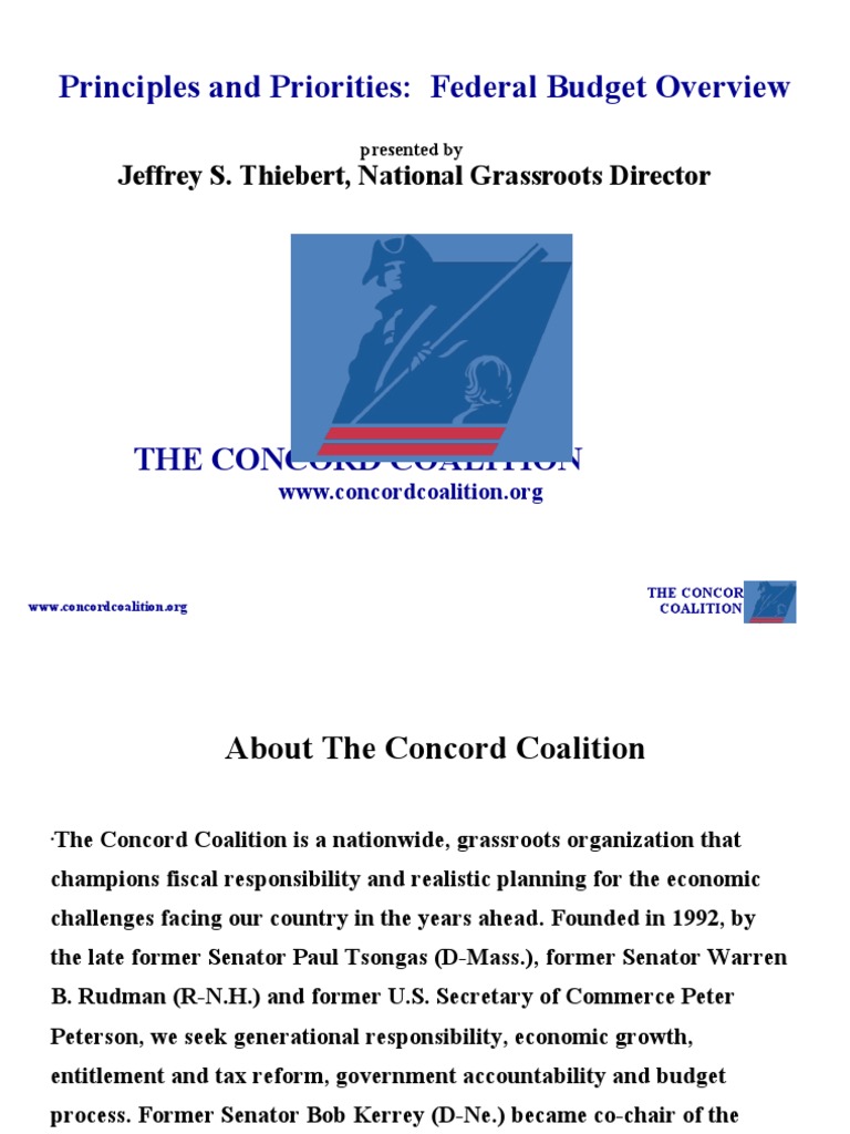 Principles and Priorities: Federal Budget Overview: Jeffrey S. Thiebert ...