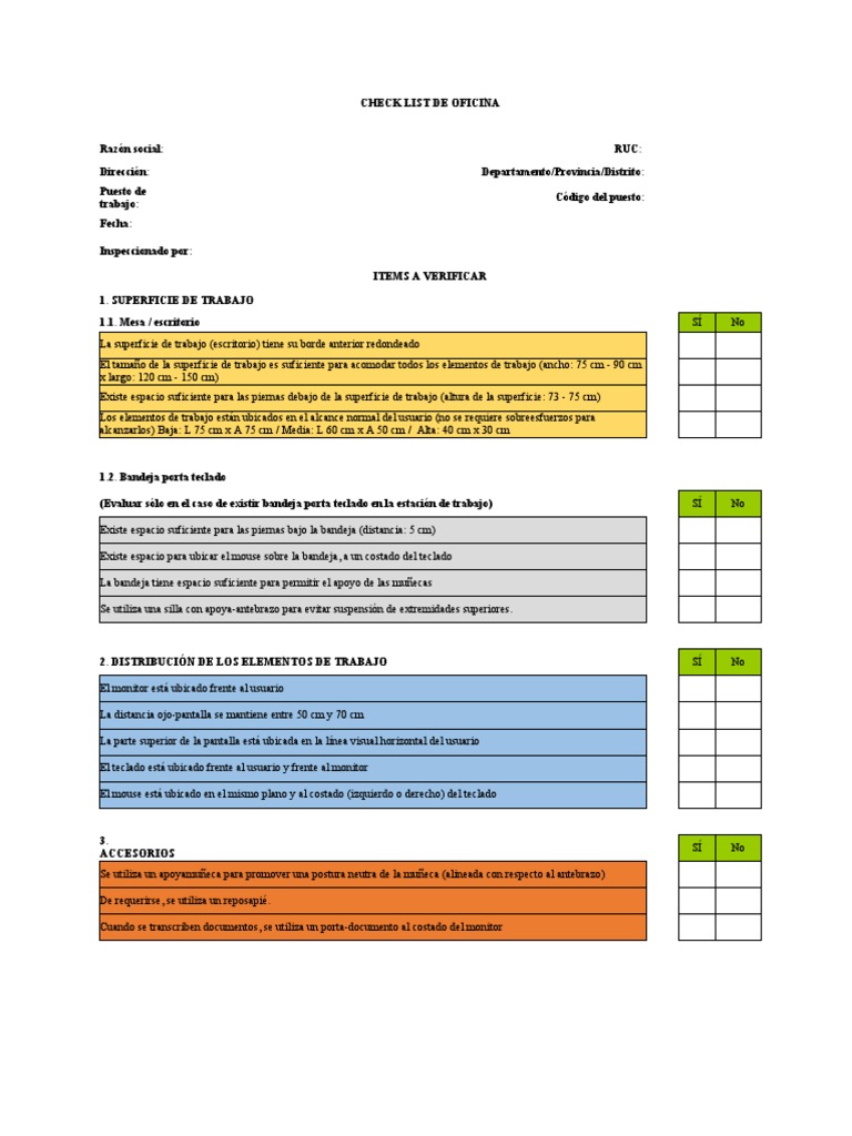 Check List - Oficina (Chilena) | PDF