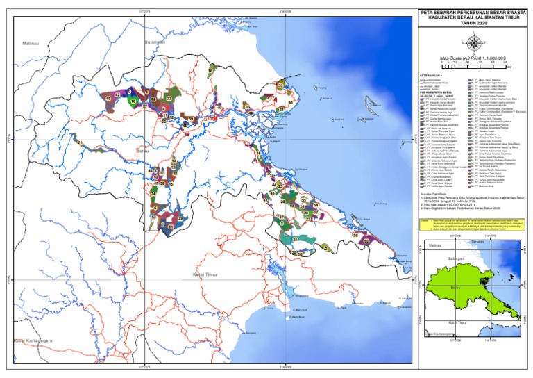 Peta Sebaran Perkebunan Kabupaten Berau Tahun 2020 | PDF