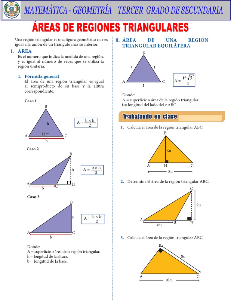Áreas-de-Regiones-Triangulares - 1ro | PDF | Triángulo | Geometría