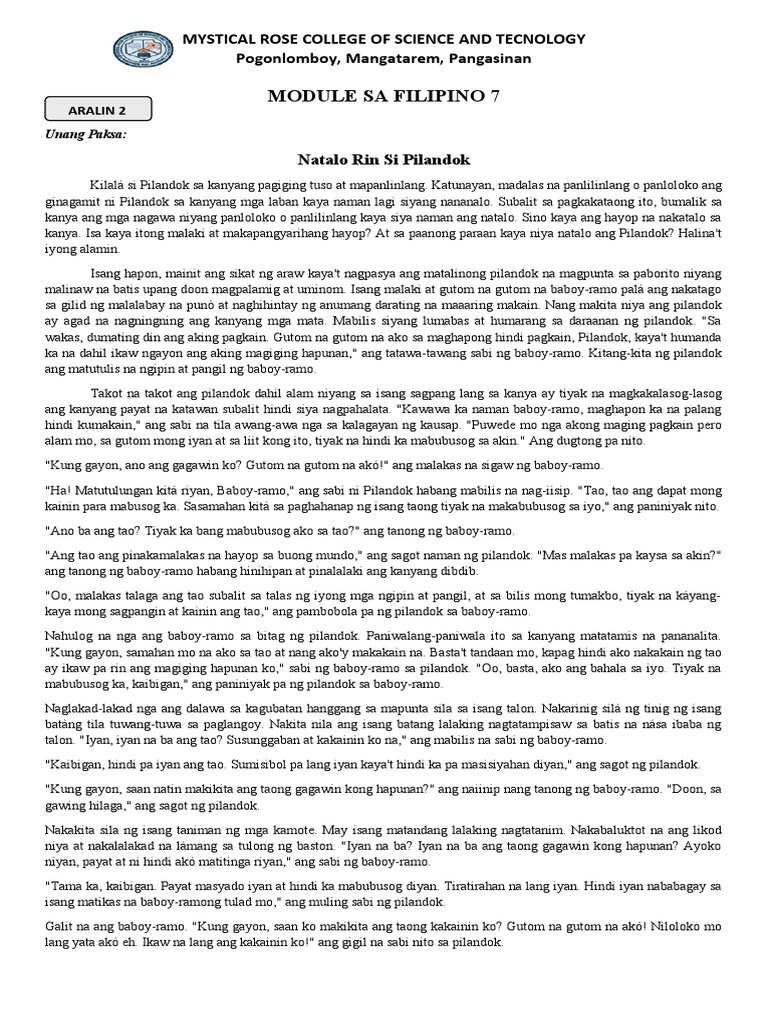Filipino 7 Module 2 | PDF