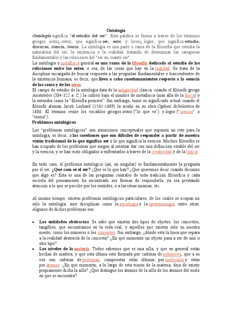 Ontología | PDF | Ontología | Metafísica