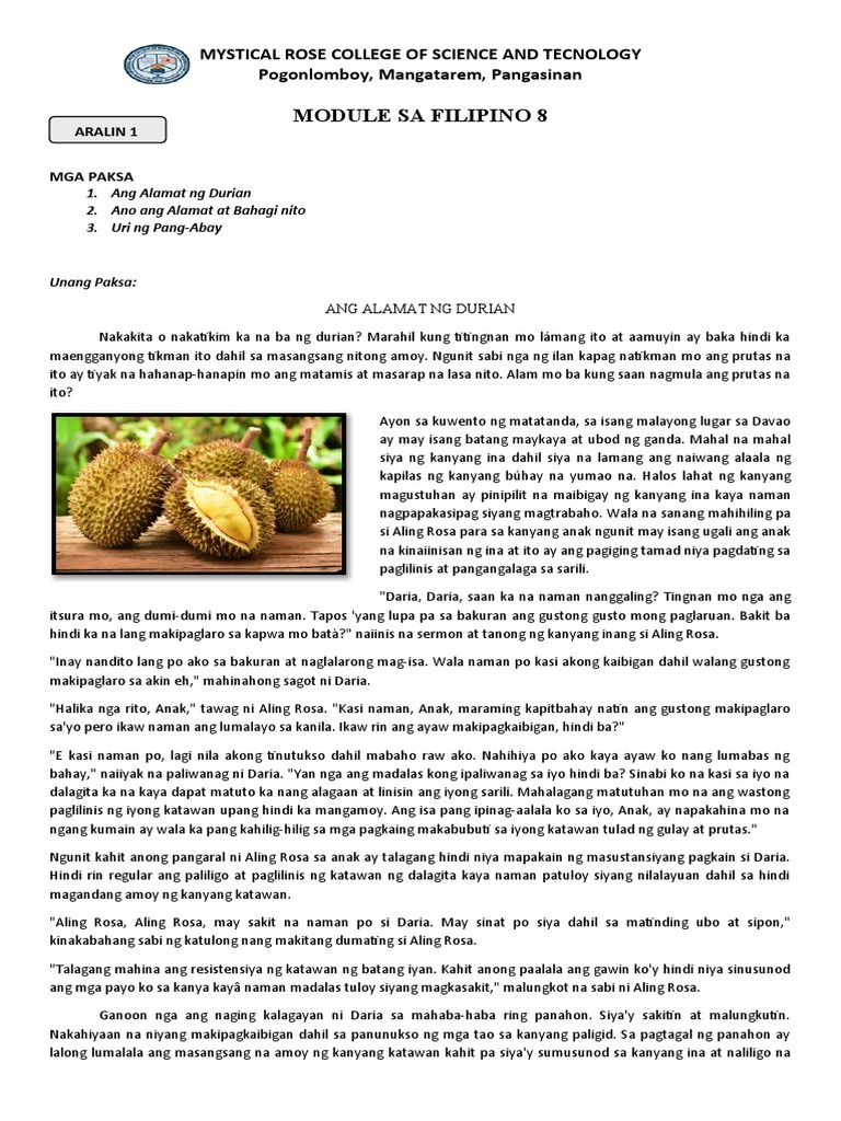 Filipino 8 Module 1 | PDF