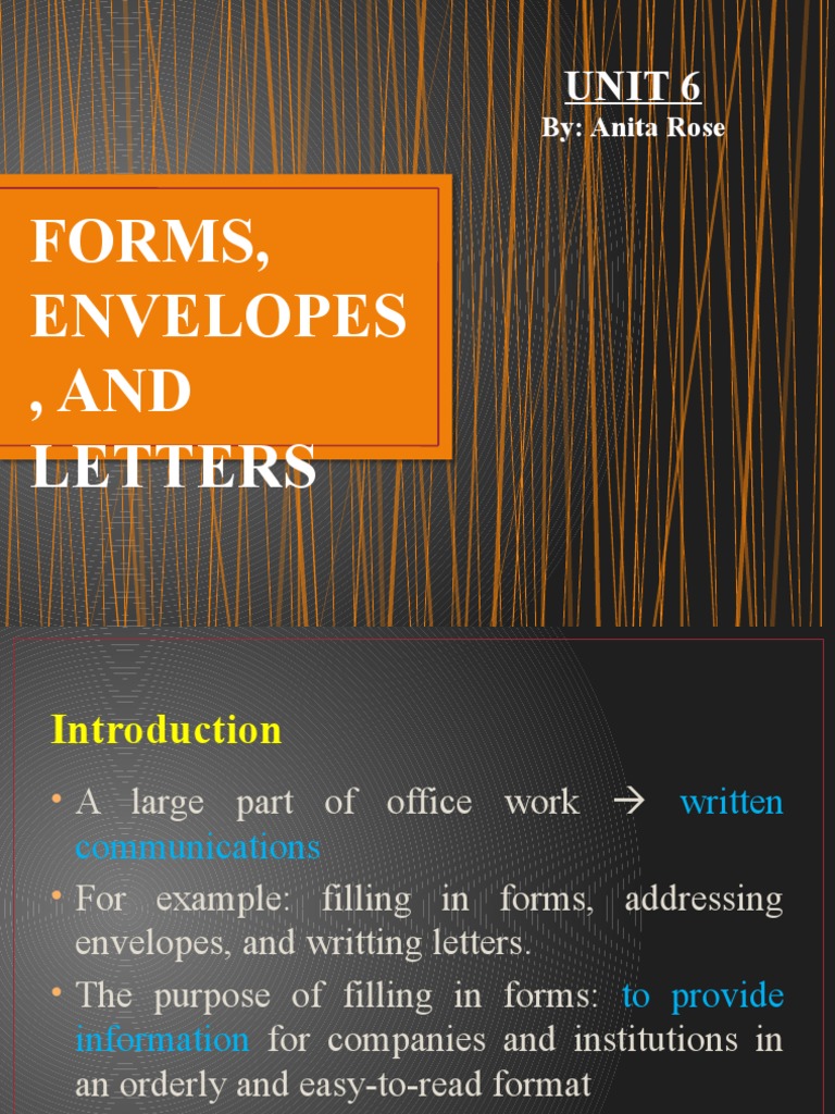 Unit 6 - Forms Envelopes and Letters | PDF | Street | Road