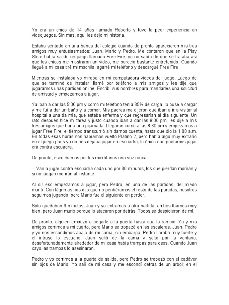 Yo Era Un Chico De 14 Años Llamado Roberto Y Tuve La Peor Experiencia En Videojuegos Pdf