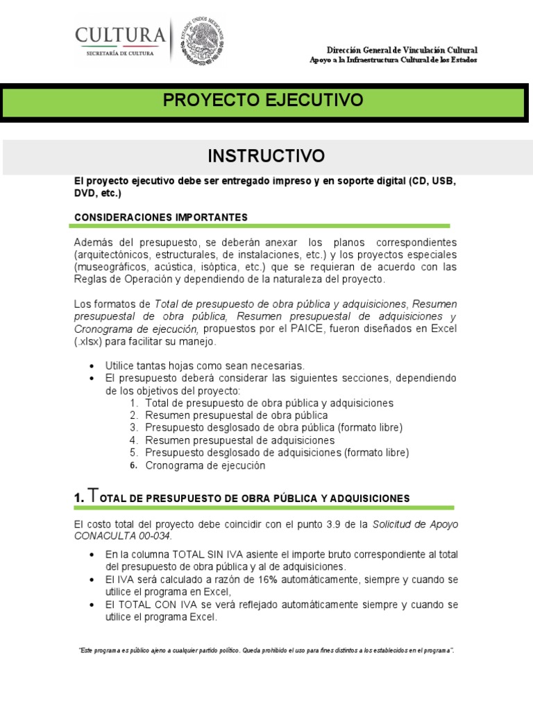 3 A Instructivo de Llenado de Los Formatos de Resumen Presupuestal PAICE Local | PDF ...