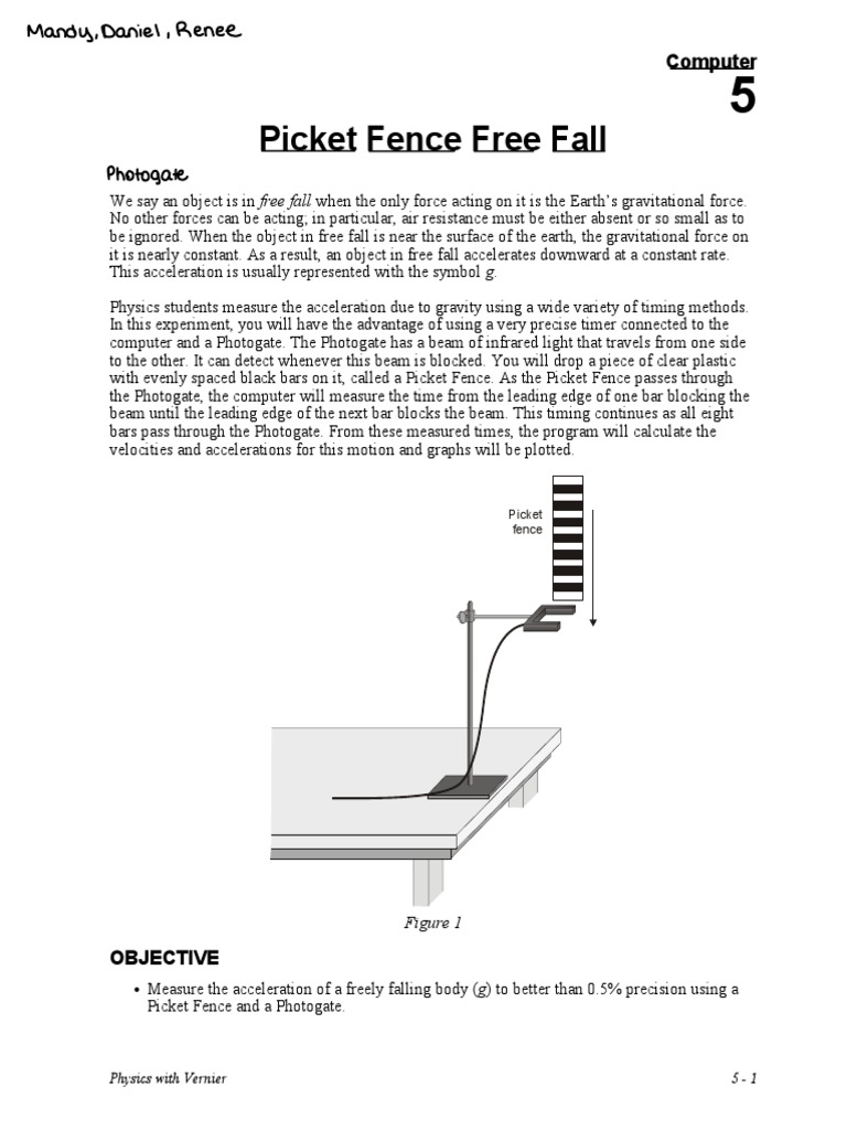 Picket Fence Free Fall Experiment | PDF | Acceleration | Significant ...