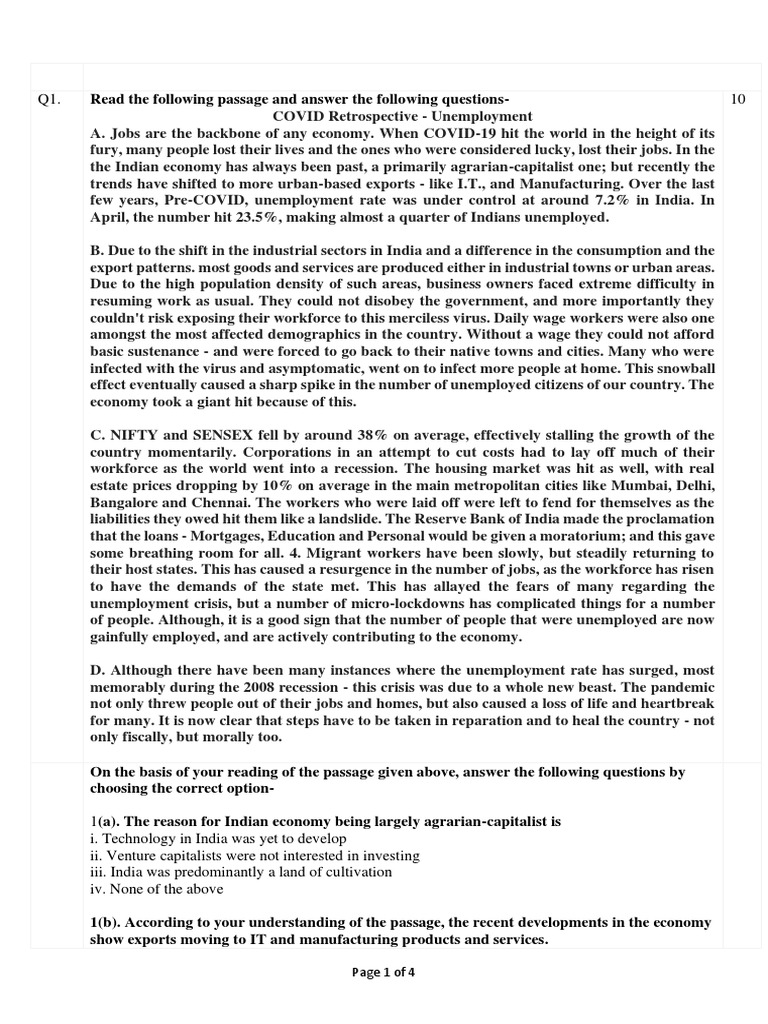 Reading Passages | PDF | Unemployment | United States Postal Service