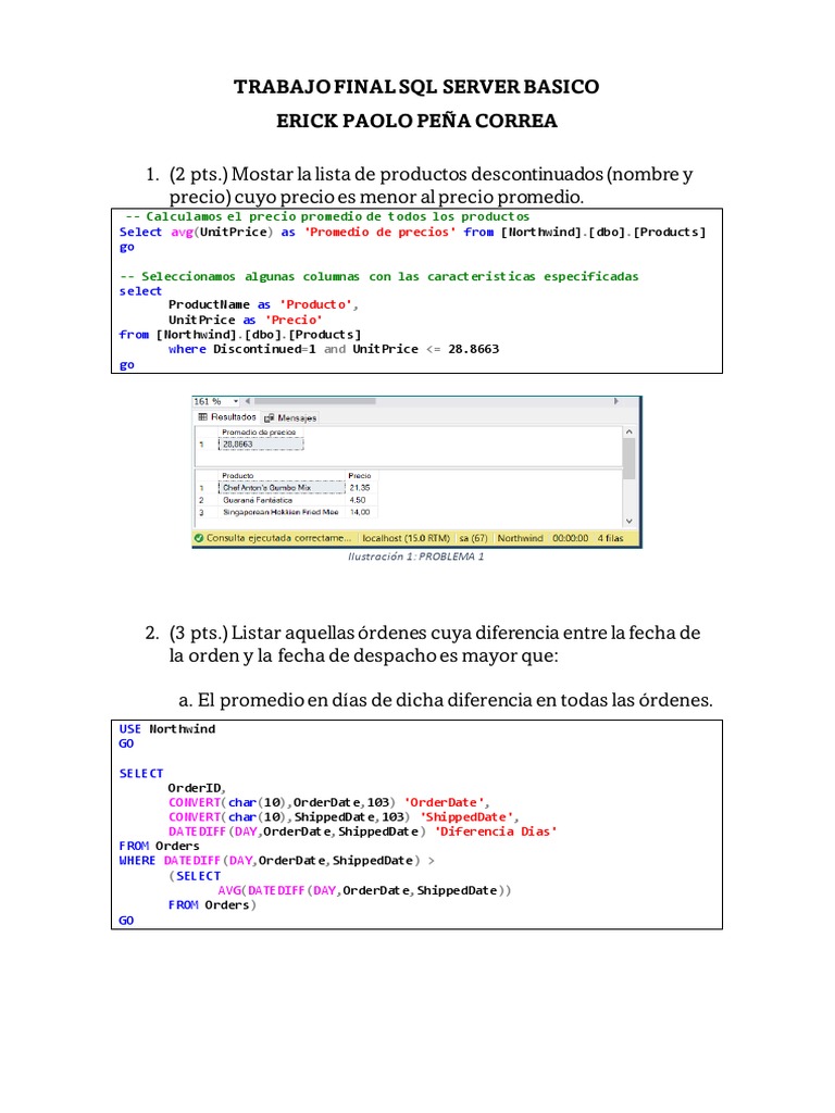 Trabajo Final SQL Server Basico | PDF | Bases de datos | Software de ...