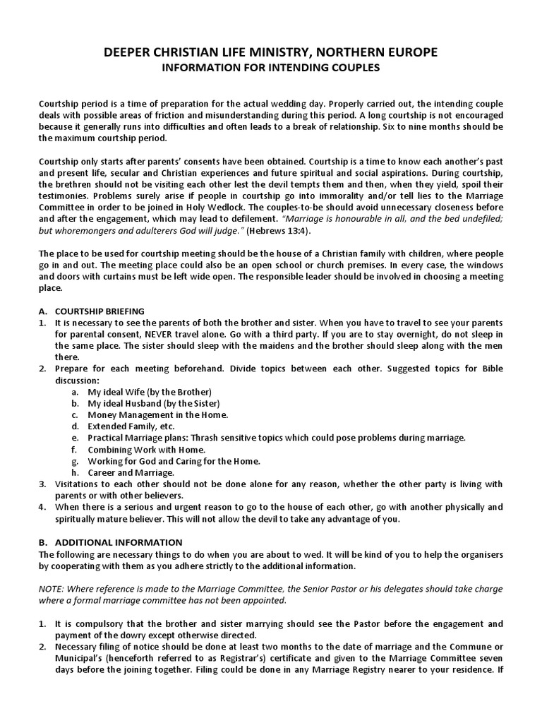 Deeper Life Info-For-Intending-Couples | Download Free PDF | Marriage ...