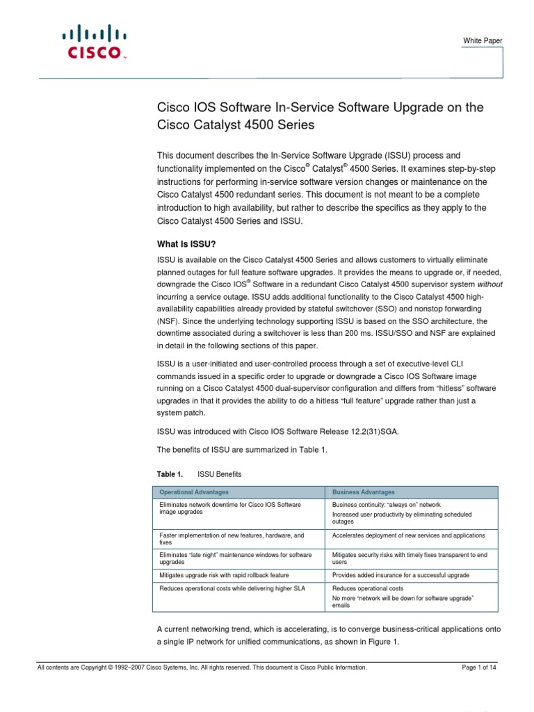 Cisco IOS Software In-Service Software Upgrade On The Cisco Catalyst ...