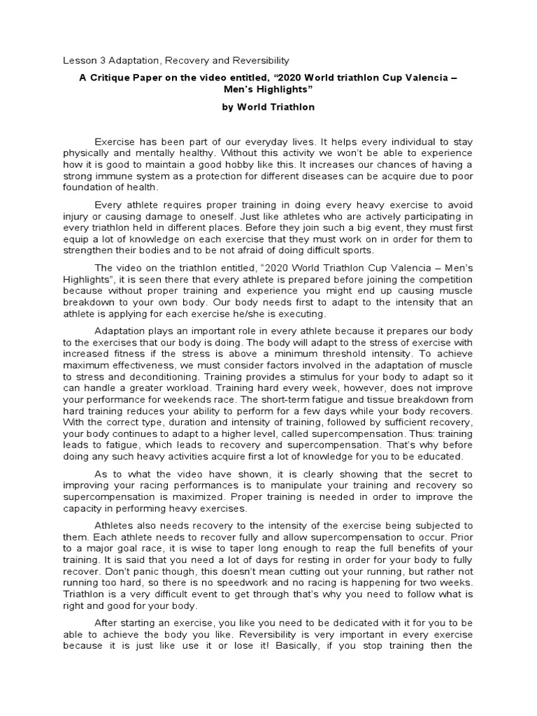 Understanding Reversibility in Fitness | PDF | Stress (Biology ...