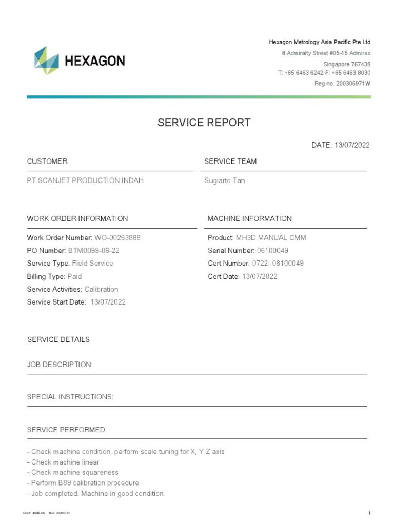 Hexagon CMM Calibration Report | PDF | Metrology | Science